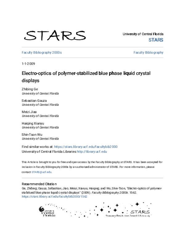(PDF) Electro-optics of polymer-stabilized blue phase liquid crystal displays