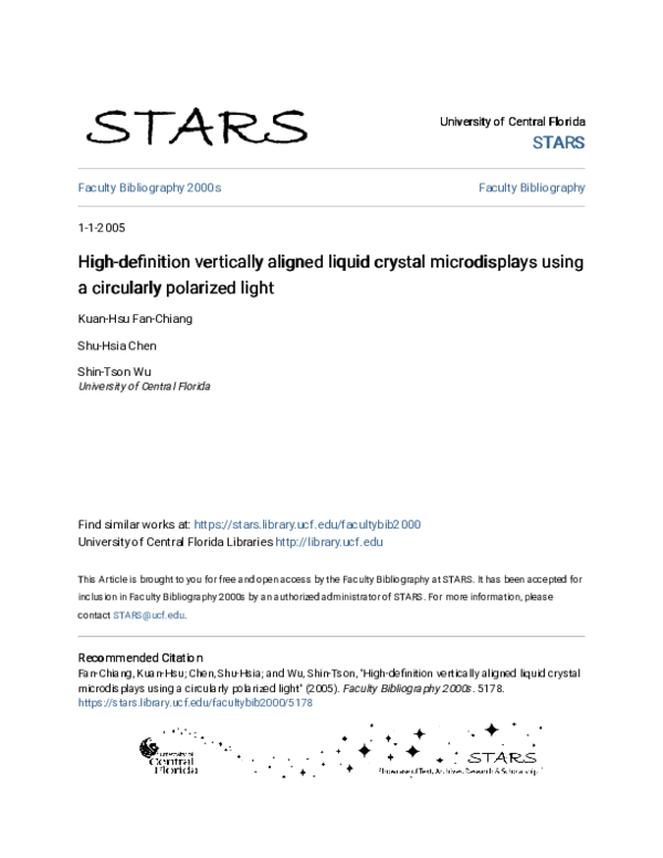 (PDF) High-definition vertically aligned liquid crystal microdisplays using a circularly ...