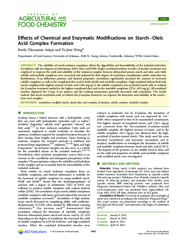 (PDF) Effects of Chemical and Enzymatic Modifications on Starch–Oleic ...
