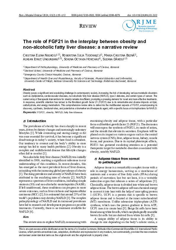 (PDF) The role of FGF21 in the interplay between obesity and non-alcoholic fatty liver disease ...