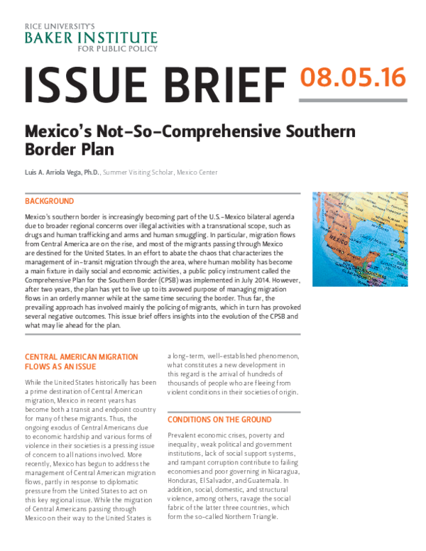 (PDF) Mexico’s Not-So-Comprehensive Southern Border Plan