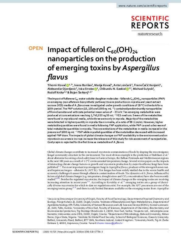 (PDF) Impact of fullerol C60(OH)24 nanoparticles on the production of emerging toxins by ...