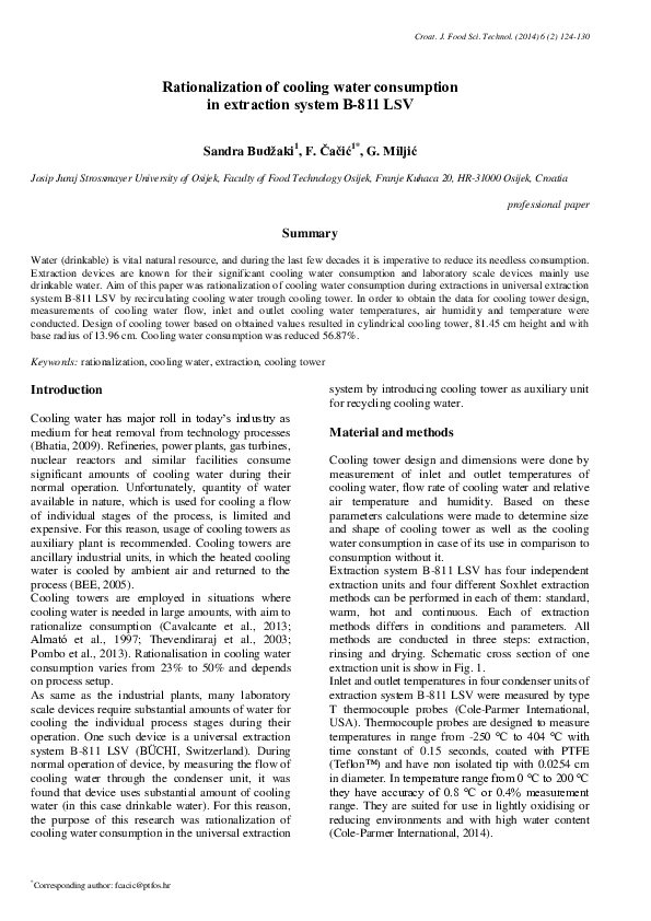 (PDF) Rationalization of cooling water consumption in extraction system ...