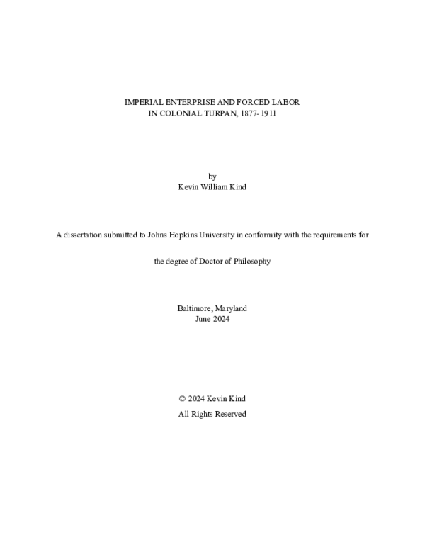(PDF) Imperial Enterprise and Forced Labor in Colonial Turpan, 1877-1911