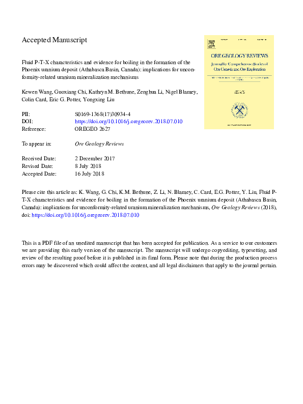 (PDF) Fluid P-T-X characteristics and evidence for boiling in the ...