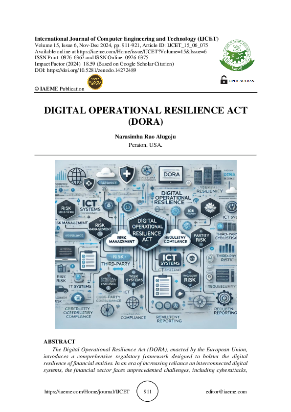(PDF) DIGITAL OPERATIONAL RESILIENCE ACT (DORA)