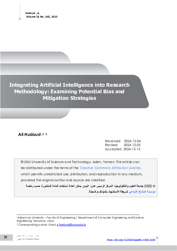 (PDF) Integrating Artificial Intelligence into Research Methodology: Examining Potential Bias ...