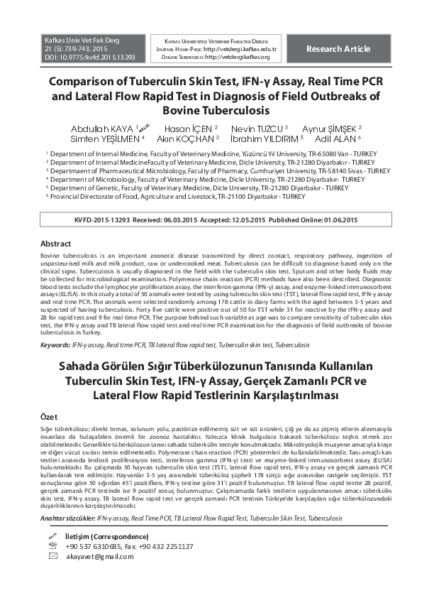(PDF) Comparison of Tuberculin Skin Test, IFN-γ Assay, Real Time PCR ...