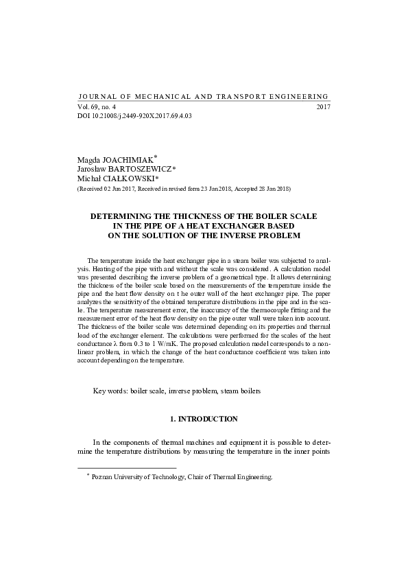 (PDF) Determining the thickness of the boiler scale in the pipe of a ...
