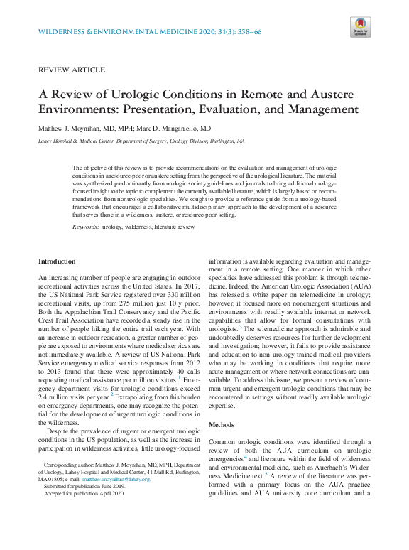 (PDF) A Review of Urologic Conditions in Remote and Austere ...