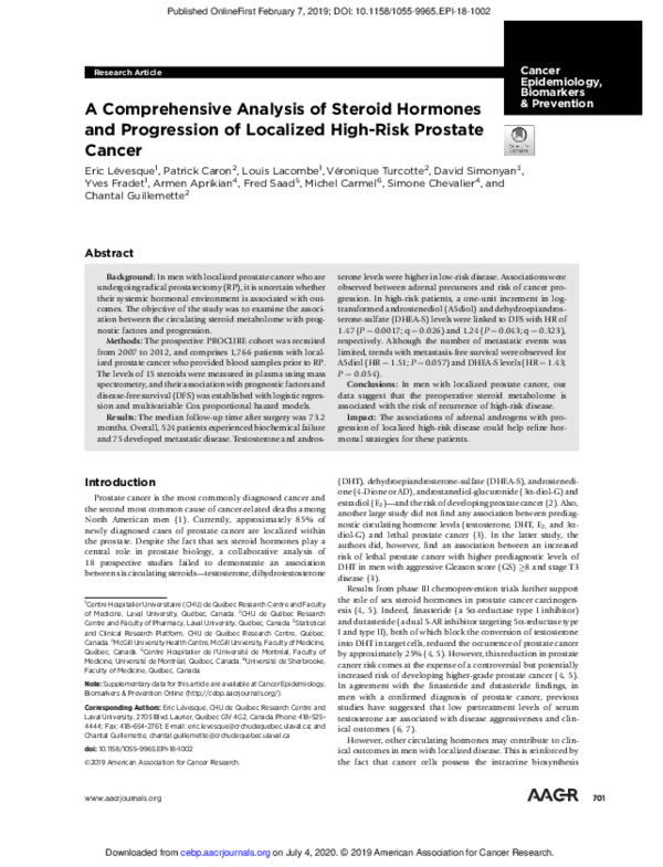 (PDF) A Comprehensive Analysis of Steroid Hormones and Progression of ...