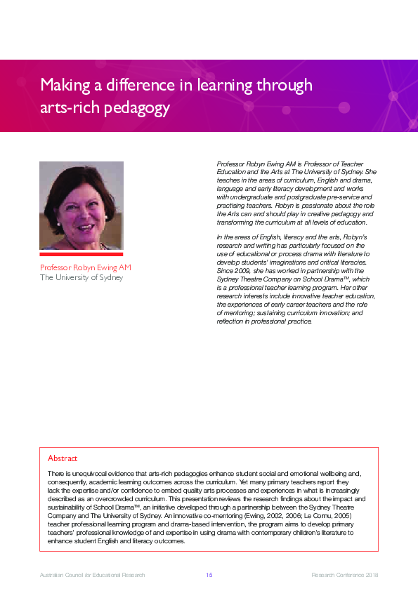 (PDF) Making a difference in learning through arts-rich pedagogy