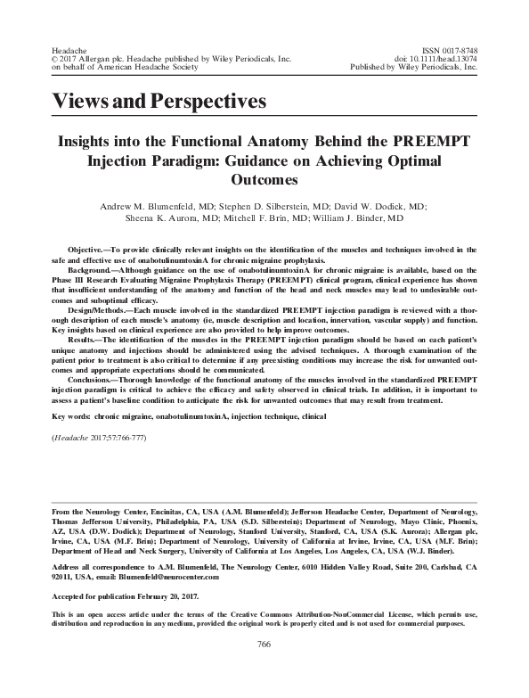 (PDF) Insights into the Functional Anatomy Behind the PREEMPT Injection ...