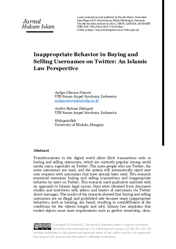 (PDF) Inappropriate Behavior in Buying and Selling Usernames on Twitter ...