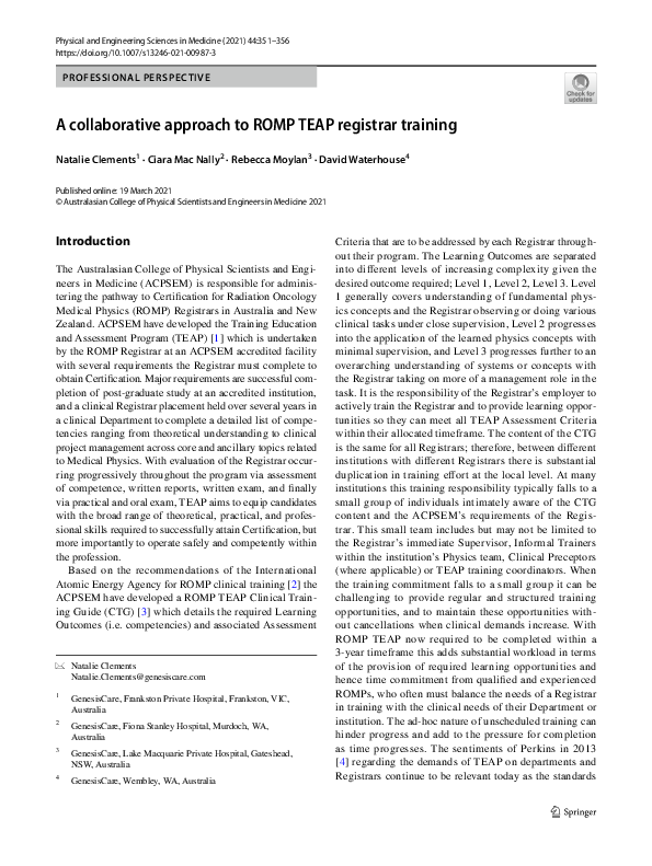 (PDF) A collaborative approach to ROMP TEAP registrar training
