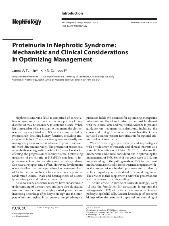 (PDF) Proteinuria in Nephrotic Syndrome: Mechanistic and Clinical ...