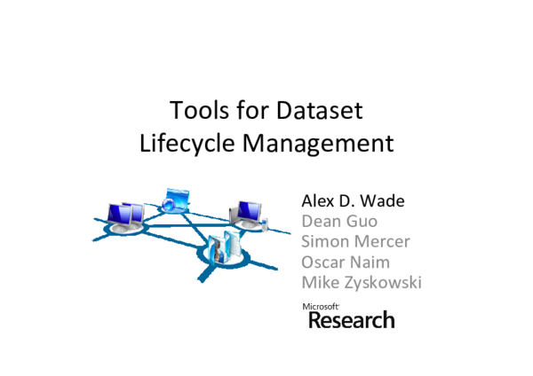 (PDF) Tools for Dataset Lifecycle Management