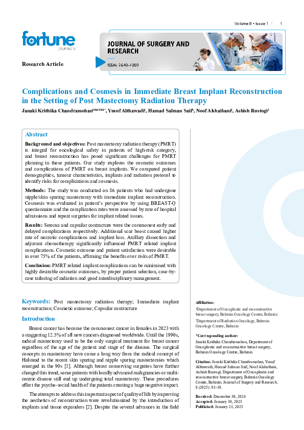 (PDF) Complications and Cosmesis in Immediate Breast Implant ...