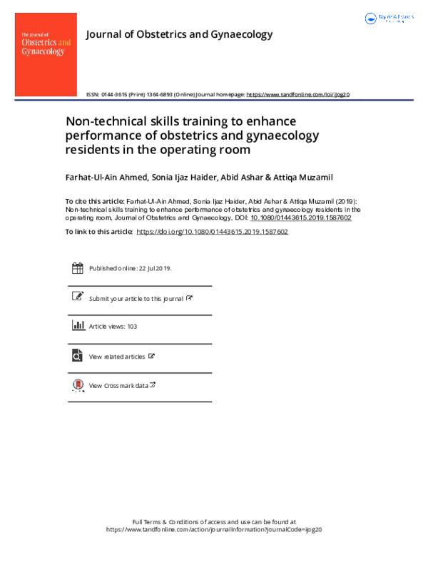 (PDF) Non-technical skills training to enhance performance of obstetrics and gynaecology ...