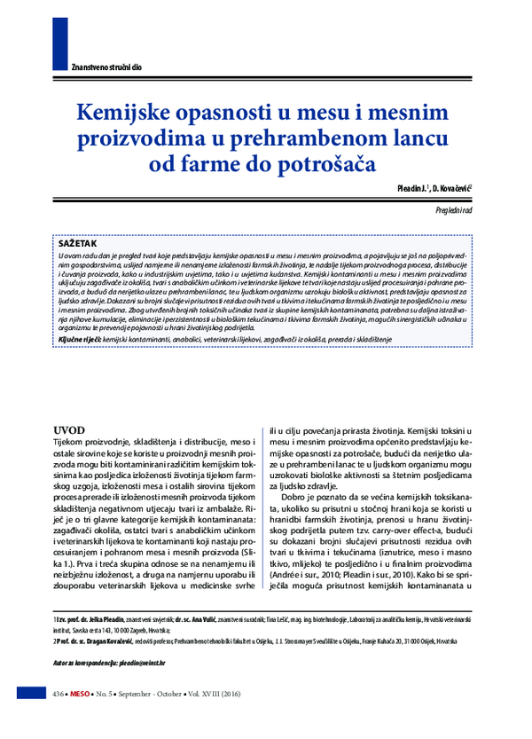 (PDF) Chemical hazards in meat and meat products in the food chain from ...