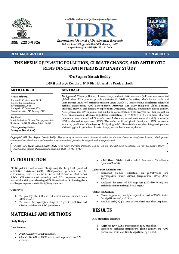 (PDF) THE NEXUS OF PLASTIC POLLUTION, CLIMATE CHANGE, AND ANTIBIOTIC ...