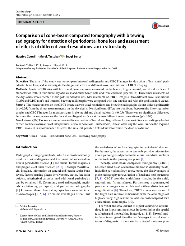 Pdf Comparison Of Cone Beam Computed Tomography With Intraoral Photostimulable Phosphor