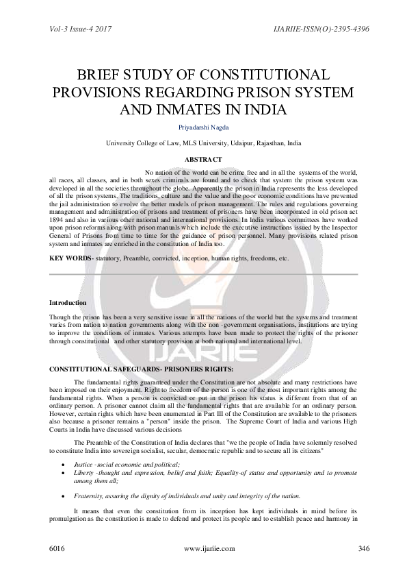 (PDF) Brief Study of Constitutional Provisions Regarding Prison System ...