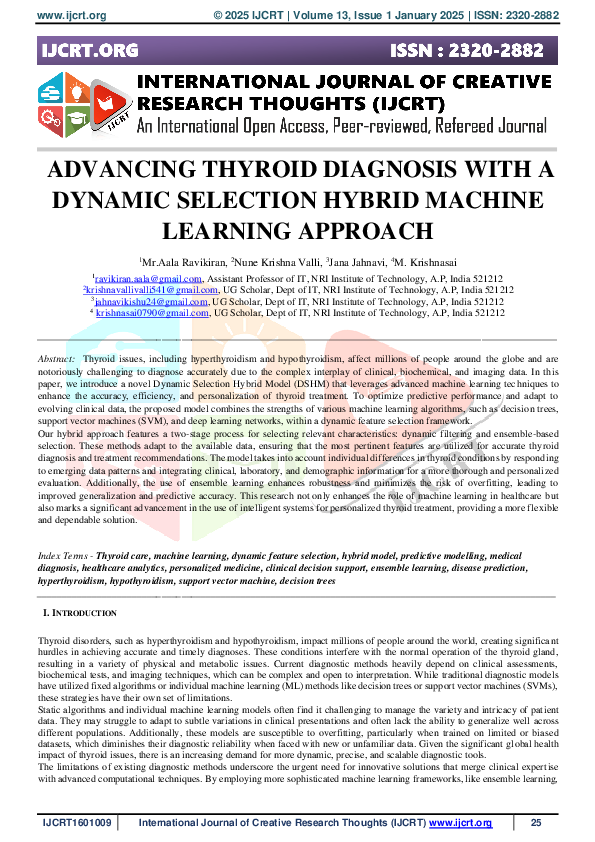 (PDF) ADVANCING THYROID DIAGNOSIS WITH A DYNAMIC SELECTION HYBRID ...