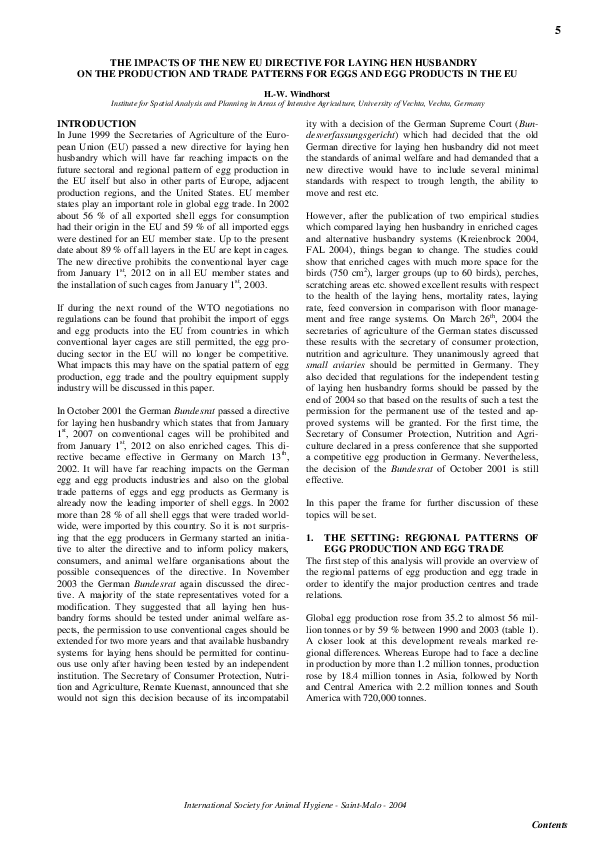 (PDF) The impacts of the new EU directive for laying hen husbandry on ...