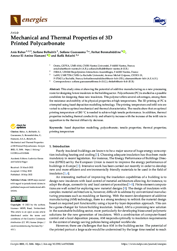 (PDF) Mechanical and Thermal Properties of 3D Printed Polycarbonate