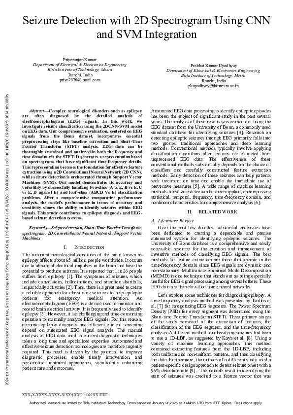 Pdf Seizure Detection With 2d Spectrogram Using Cnn And Svm Integration
