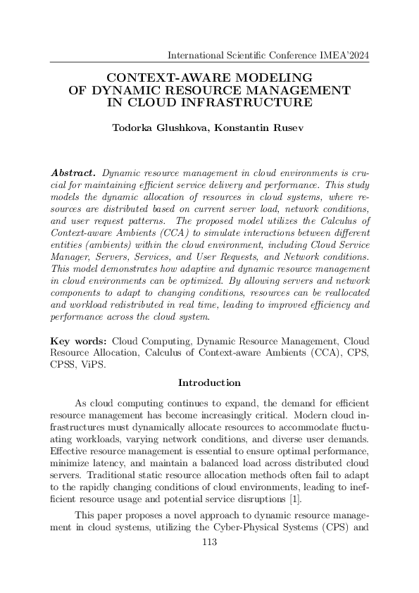 (PDF) CONTEXT-AWARE MODELING OF DYNAMIC RESOURCE MANAGEMENT IN CLOUD INFRASTRUCTURE