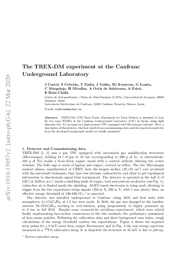 (PDF) The TREX-DM experiment at the Canfranc Underground Laboratory