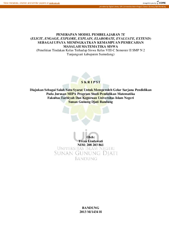 (PDF) Penerapan pembelajaran model 7E sebagai upaya meningkatkan kemampuan pemecahan masalah ...