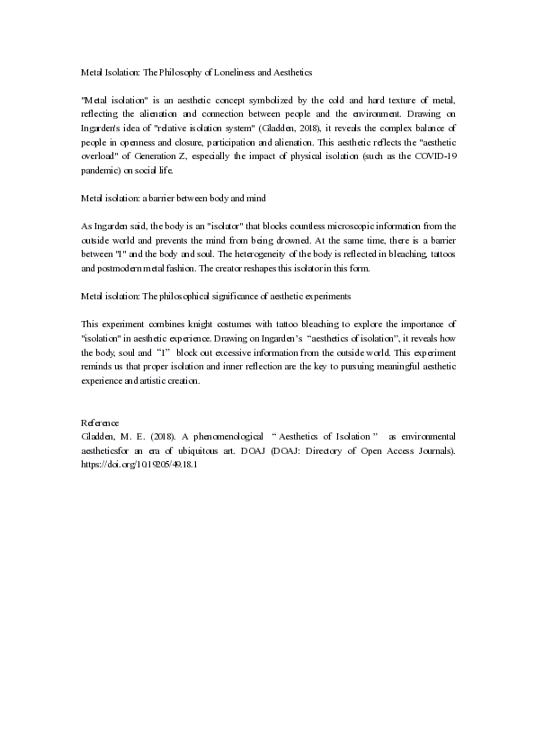 (PDF) Metal Isolationist Aesthetics