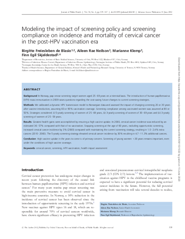 (PDF) Modeling the impact of screening policy and screening compliance ...