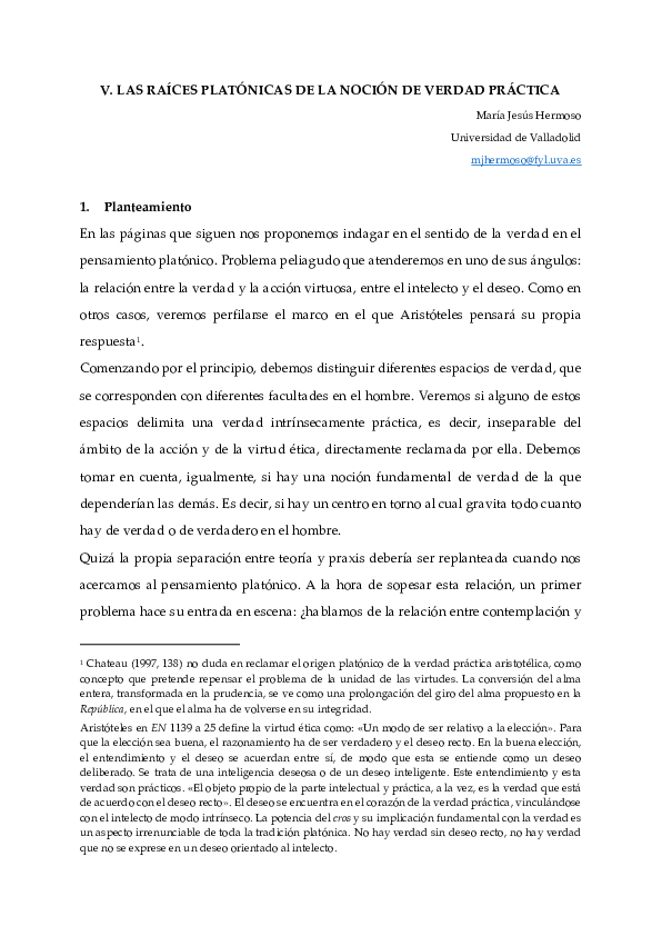 (PDF) V. LAS RAÍCES PLATÓNICAS DE LA NOCIÓN DE VERDAD PRÁCTICA