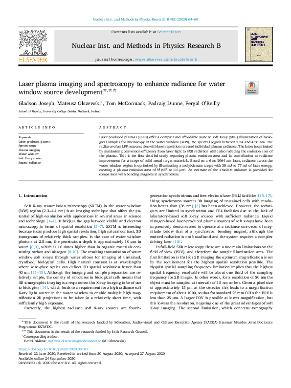 (PDF) Laser plasma imaging and spectroscopy to enhance radiance for ...