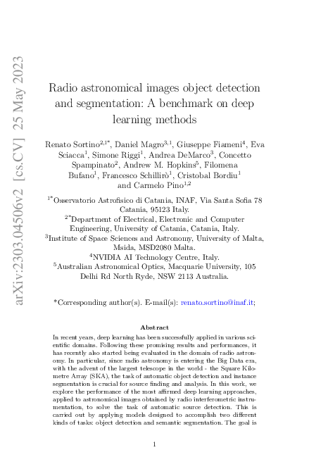 (PDF) Radio astronomical images object detection and segmentation: a benchmark on deep learning ...