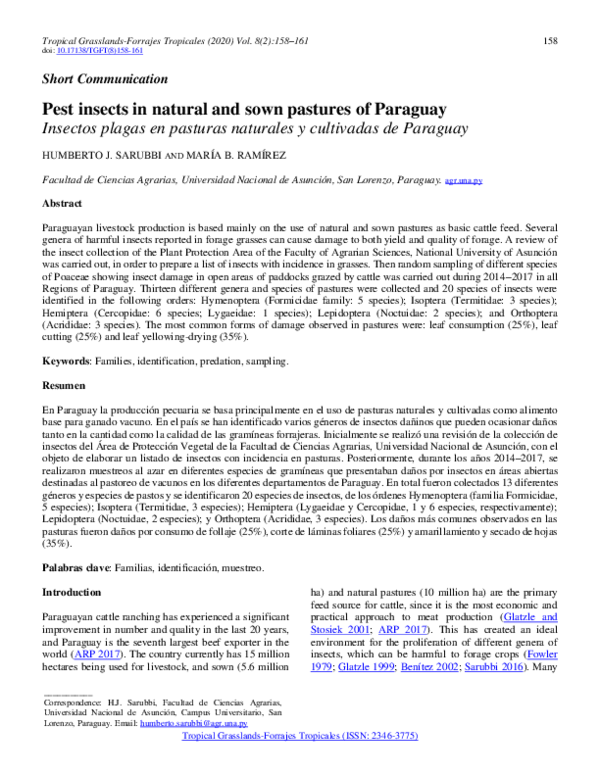 (PDF) Pest insects in natural and sown pastures of Paraguay