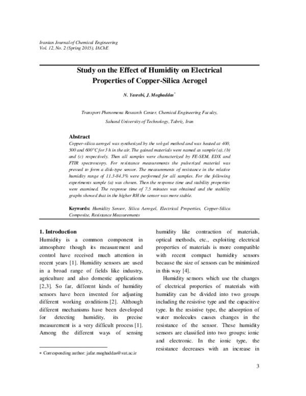 (PDF) Study on the Effect of Humidity on Electrical Properties of ...