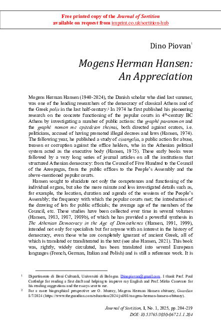 (PDF) Mogens Herman Hansen: An Appreciation
