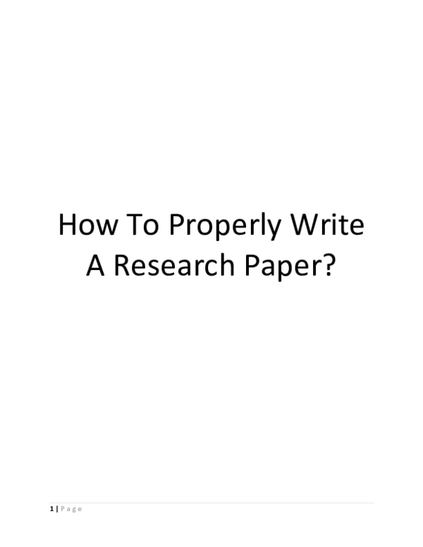 (PDF) How to properly write a research paper