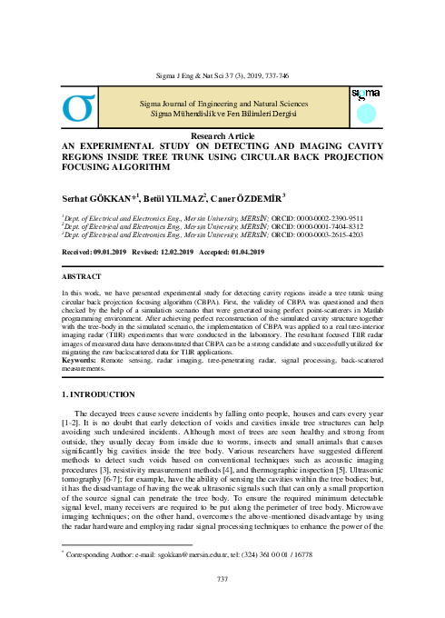 (PDF) An Experimental Study on Detecting and Imaging Cavity Regions Inside Tree Trunk Using ...