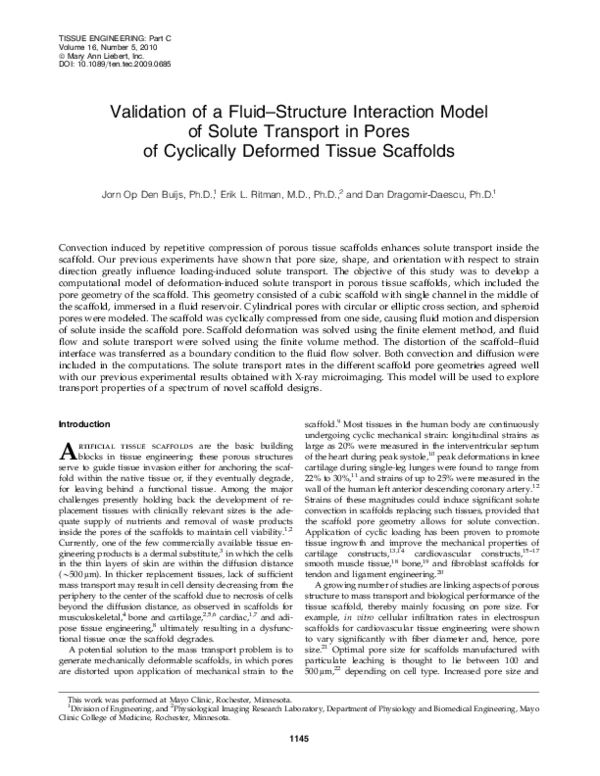 (PDF) Validation of a Fluid–Structure Interaction Model of Solute Transport in Pores of ...