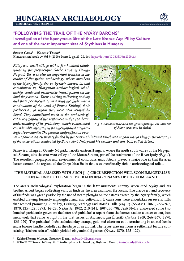 (PDF) “Following the Trail of the Nyáry Barons.” Investigation of the ...