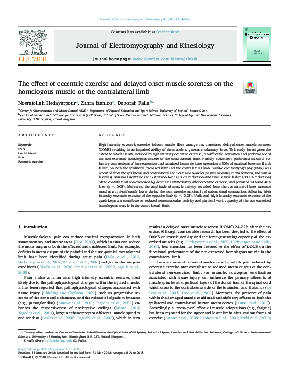 (PDF) The effect of eccentric exercise and delayed onset muscle ...