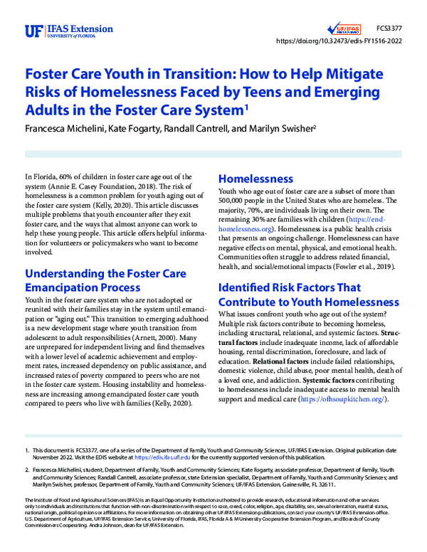 (PDF) Foster Care Youth in Transition: How to Help Mitigate Risks of ...