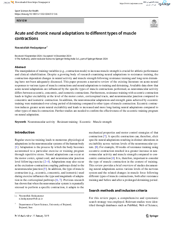 (PDF) Acute and chronic neural adaptations to different types of muscle contractions