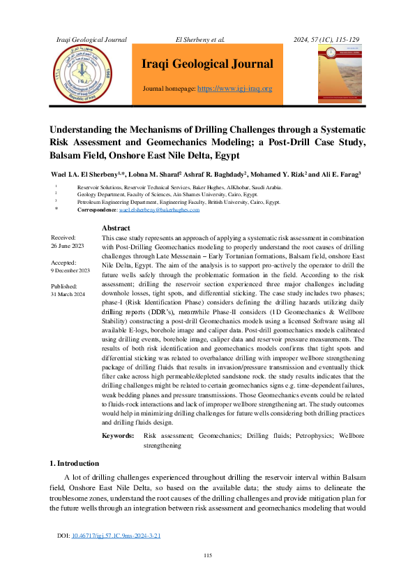 (PDF) Understanding the Mechanisms of Drilling Challenges through a ...